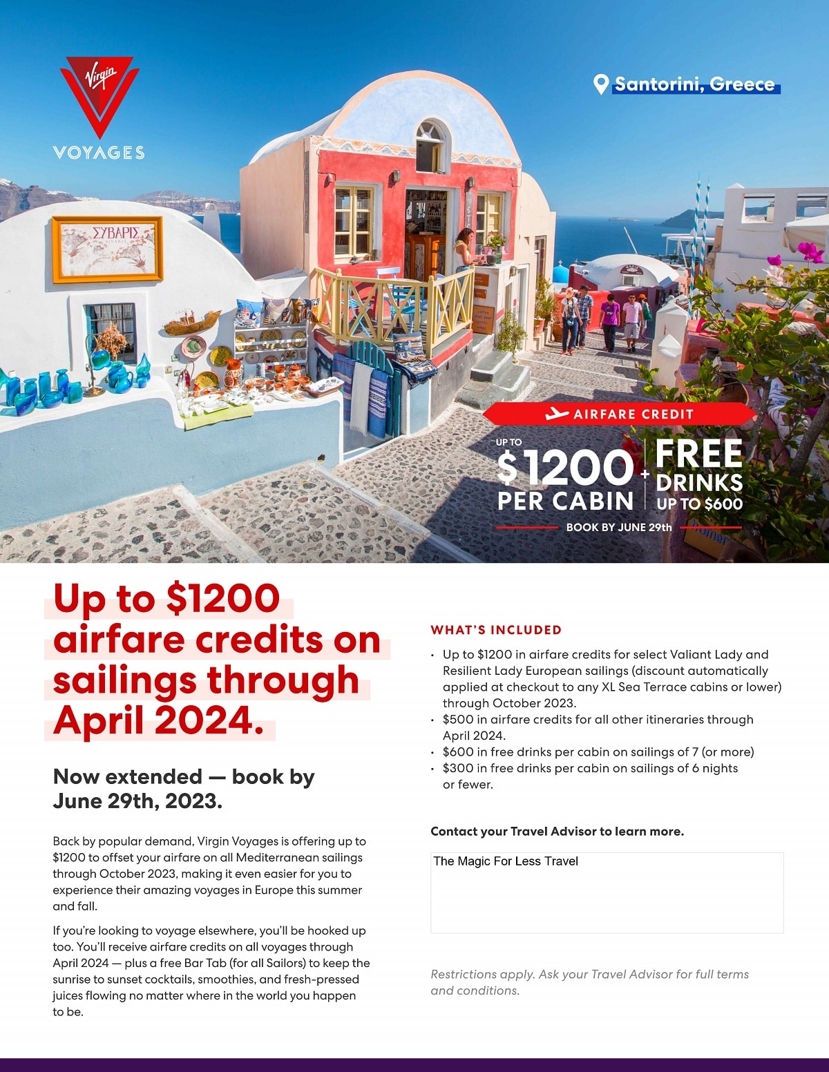 Virgin Voyages Offer - The Magic For Less Travel