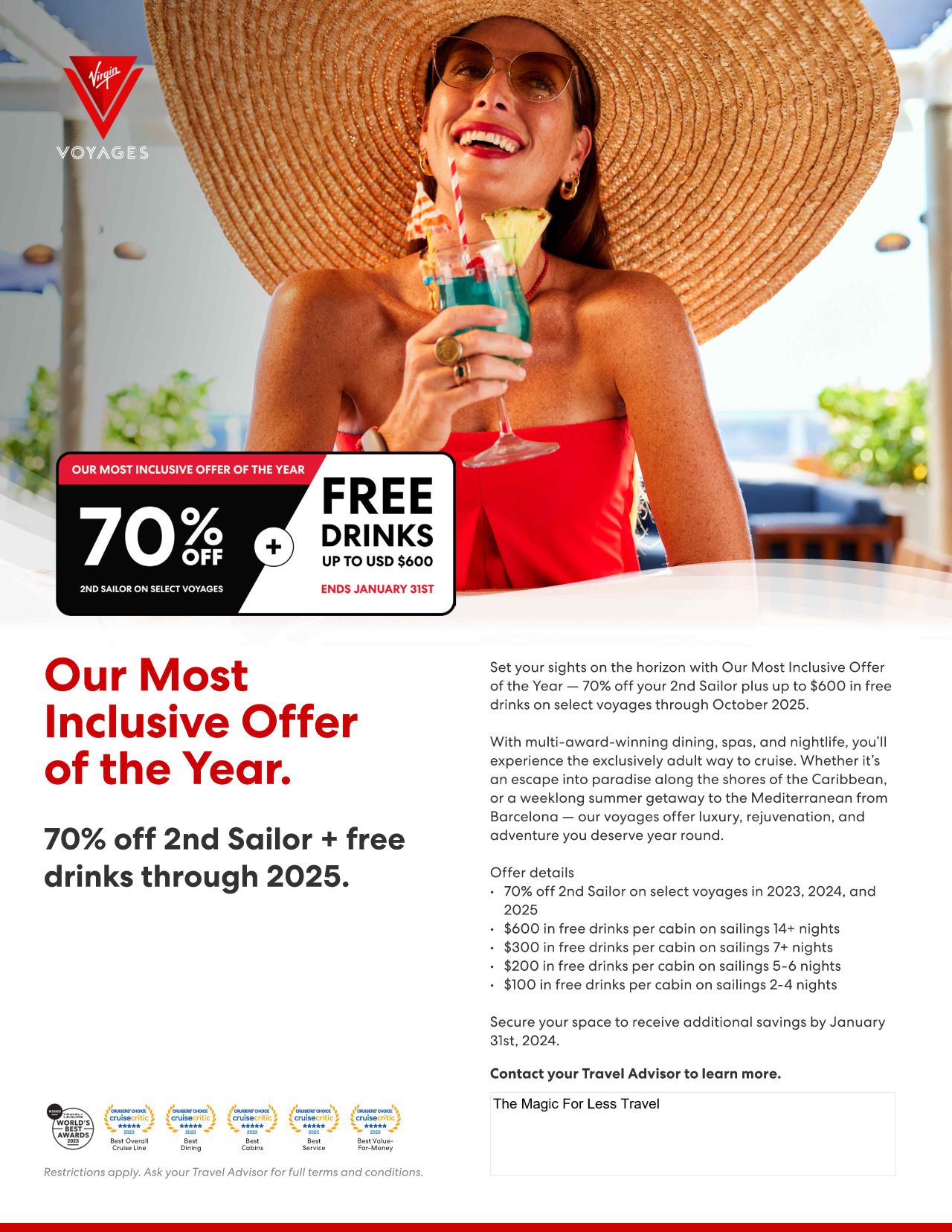 Virgin Voyages Offer - The Magic For Less Travel
