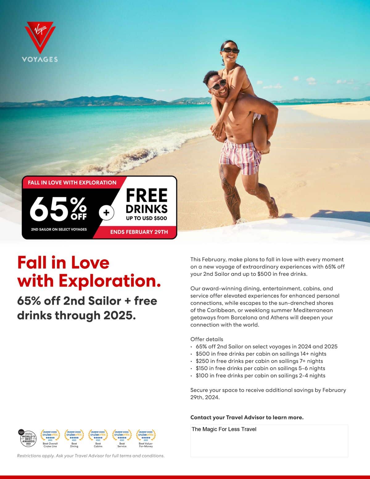 Virgin Voyages Offer - Book Now with The Magic For Less Travel