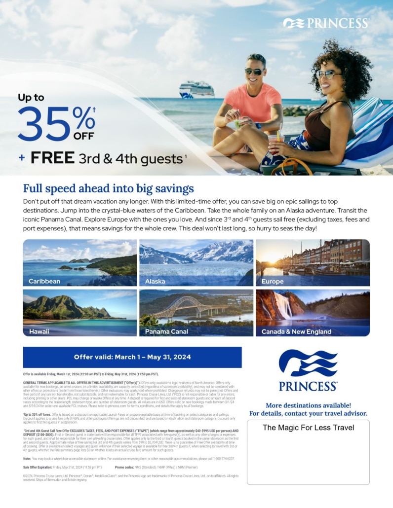 Princess Cruise Line Offer - The Magic For Less Travel
